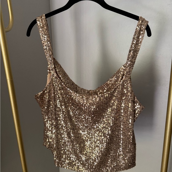 Anthropologie | Tops | Sequin Gold Tank Top | Poshmark